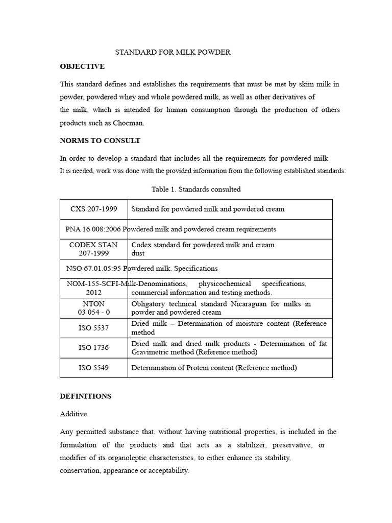 LECHE Standard | PDF | Milk | Powdered Milk