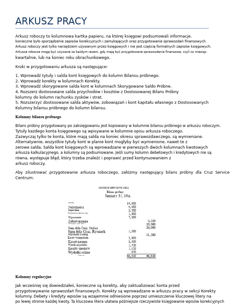 Arkusz Roboczy | PDF