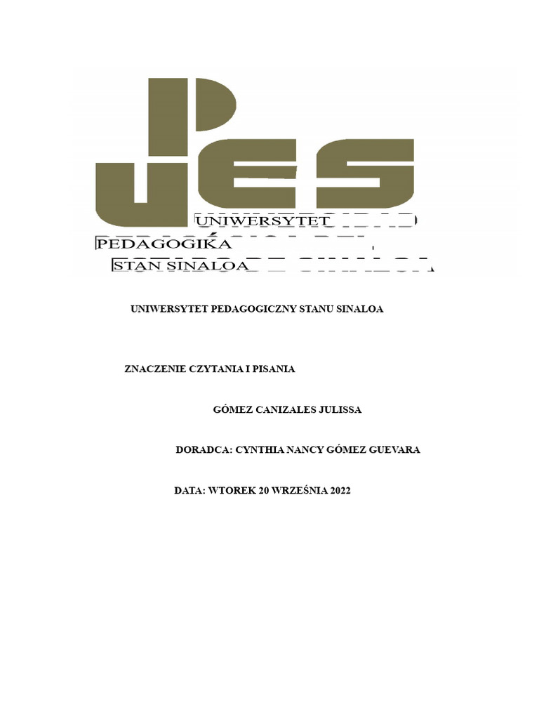 Esej Znaczenie Czytania I Pisania | PDF