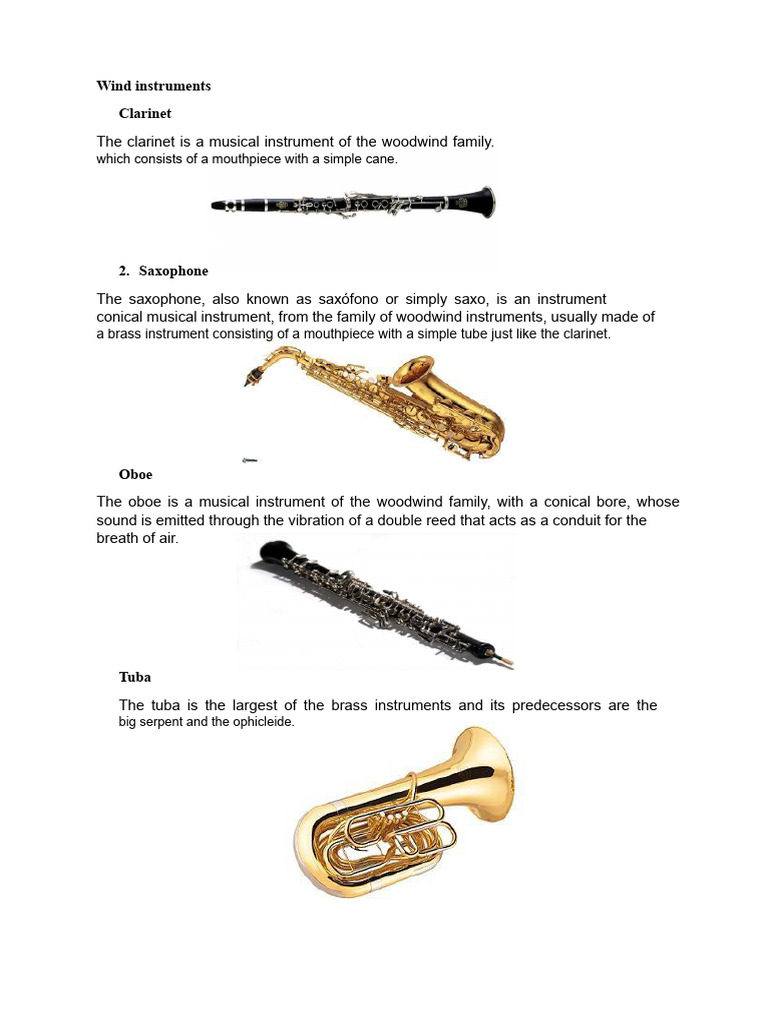 Types of Wind Musical Instruments | PDF | Woodwind Instruments | Brass ...