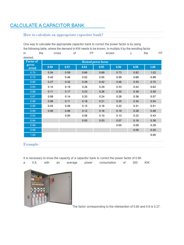 Capacitor Bank Calculation Guide | PDF | Capacitor | Electrical Engineering