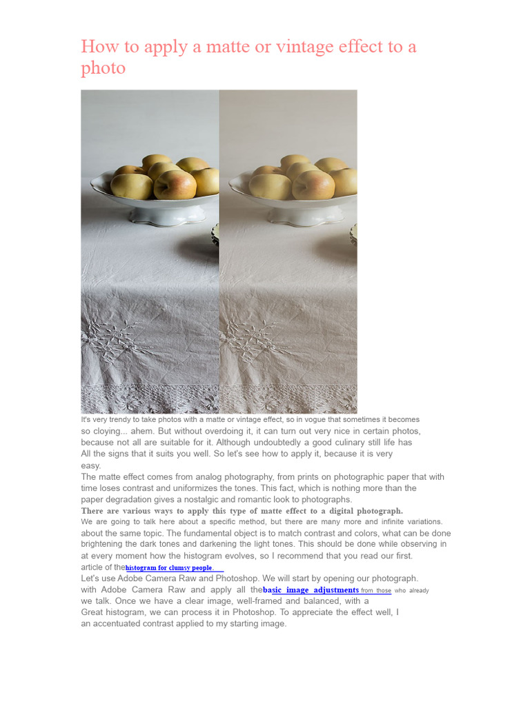 How To Apply A Matte or Vintage Effect To A Photo | PDF | Adobe ...