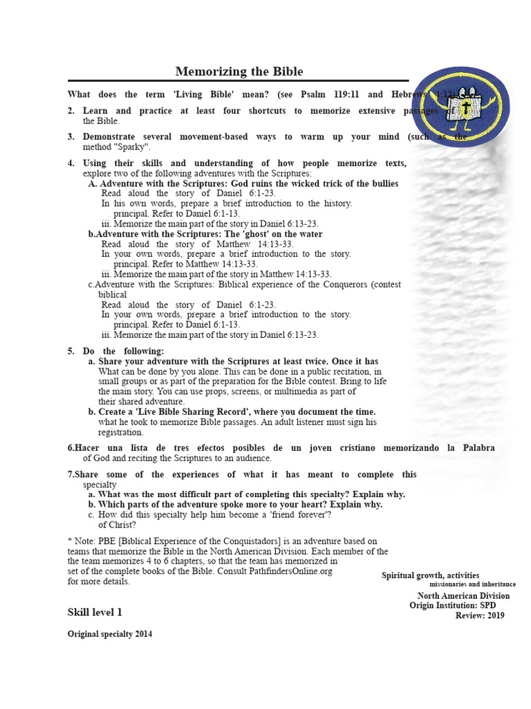 Memorizing The Bible | PDF | Bible | Book Of Daniel