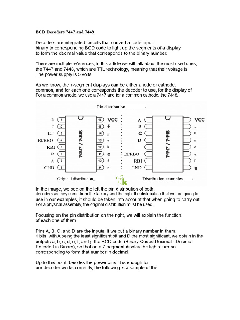 DECODER | PDF | Binary Coded Decimal | Electronic Circuits