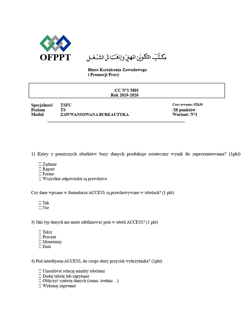 QCM Access-EXCEL | PDF