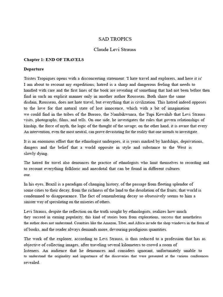 SAD TROPICS - Summary | PDF | City | Psychoanalysis