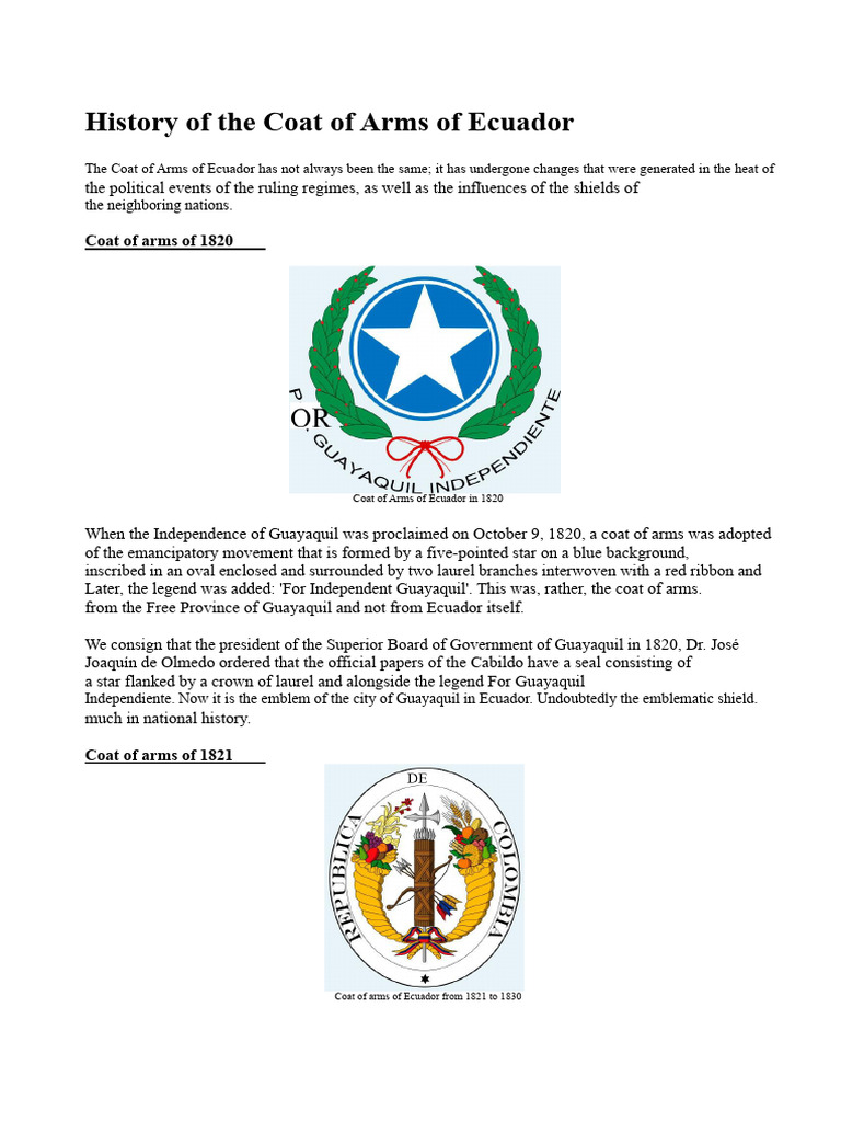 Evolution of Ecuador's Coat of Arms | PDF | Ecuador | Heraldry
