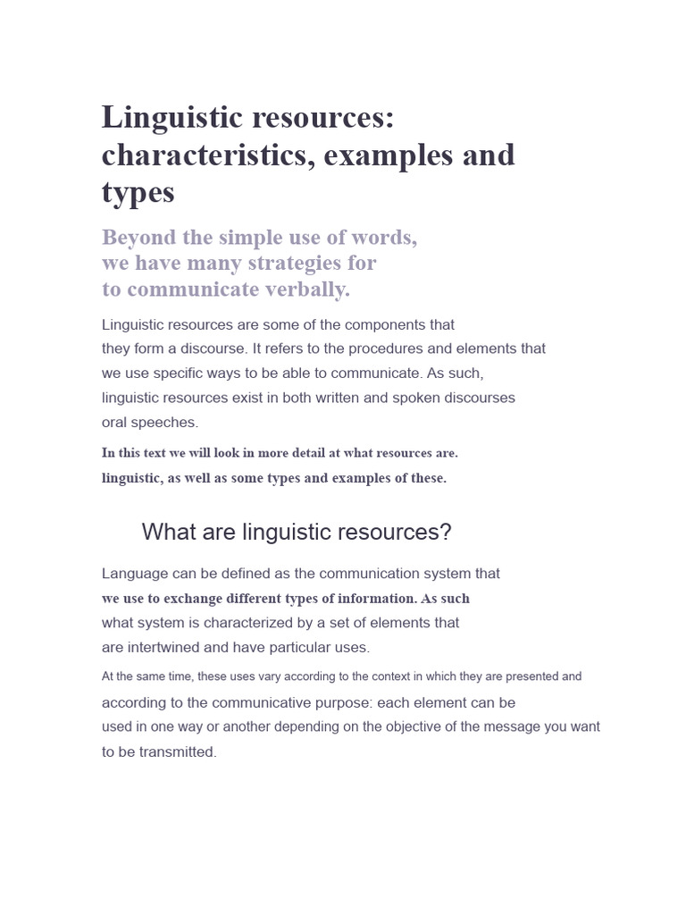 Linguistic Resources | PDF | Linguistics | Word