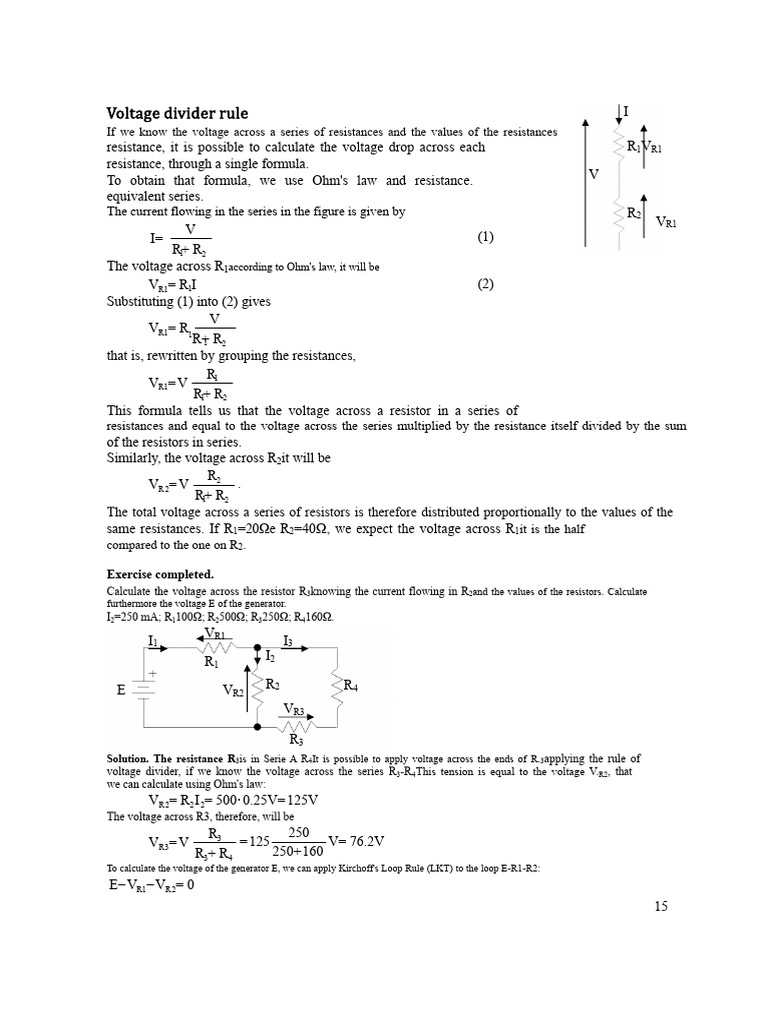 Exercises On Voltage and Current Dividers | PDF | Resistor | Series And ...
