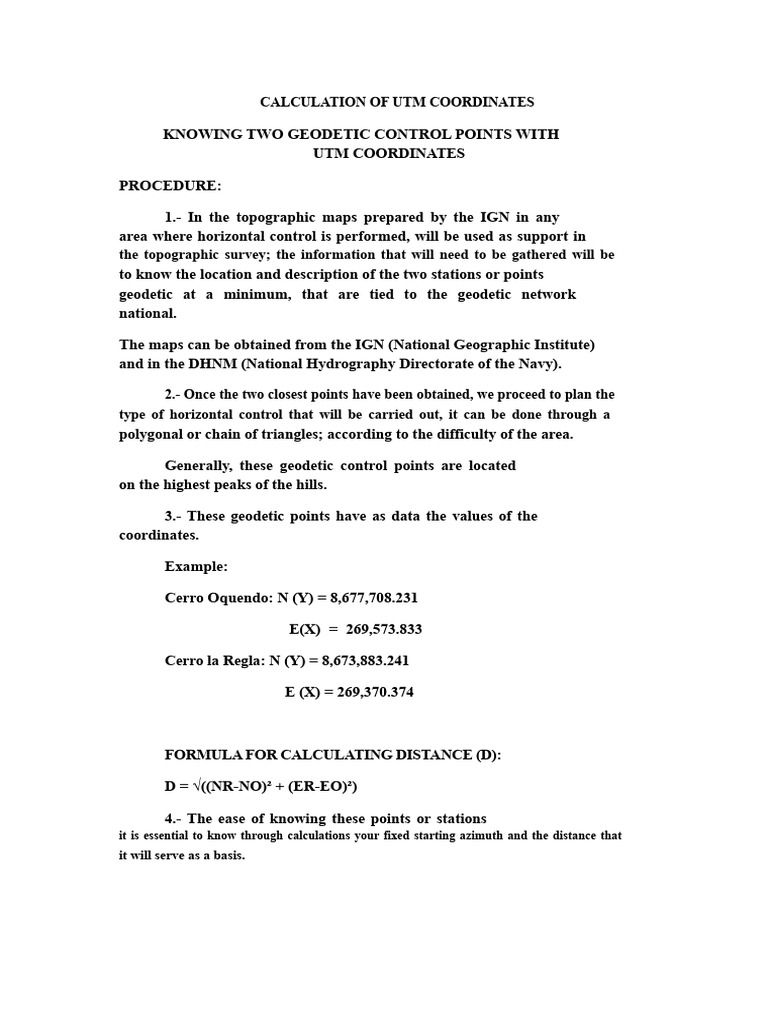 Calculate UTM Coordinates from Control Points | PDF | Geodesy | Angle