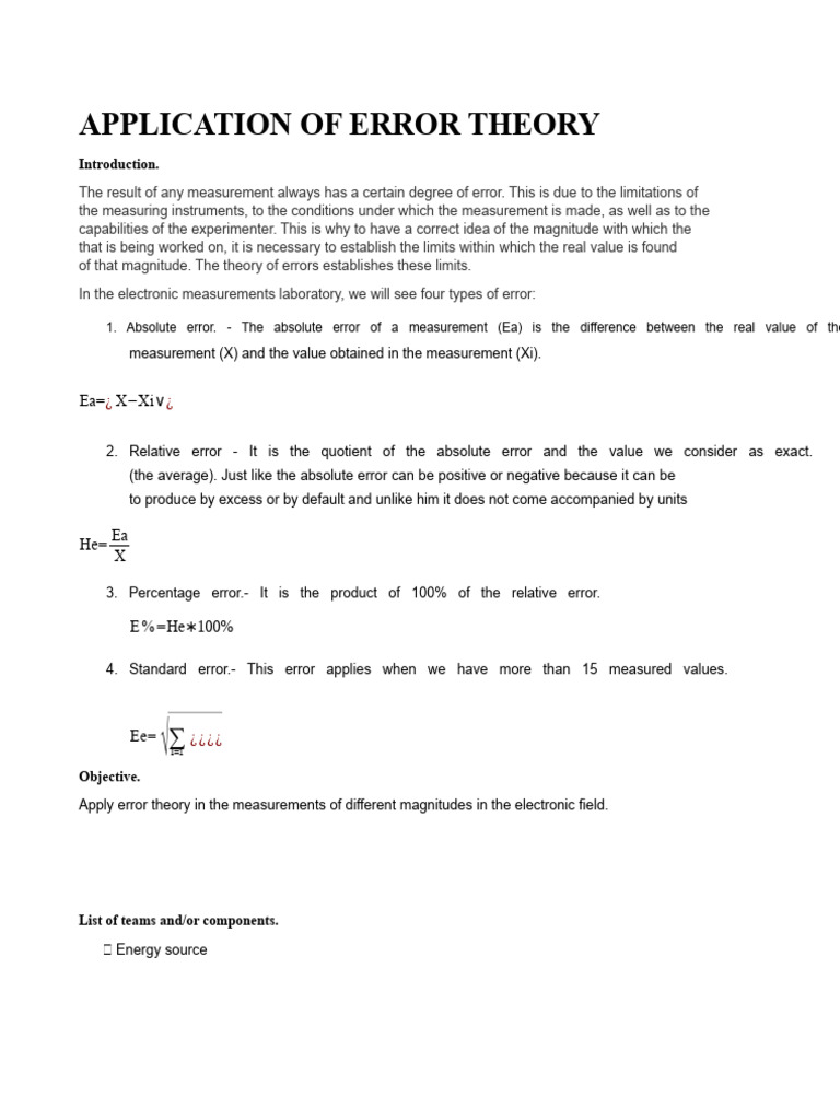 APPLICATION OF ERROR THEORY (Auto-Save) | PDF | Resistor | Measurement