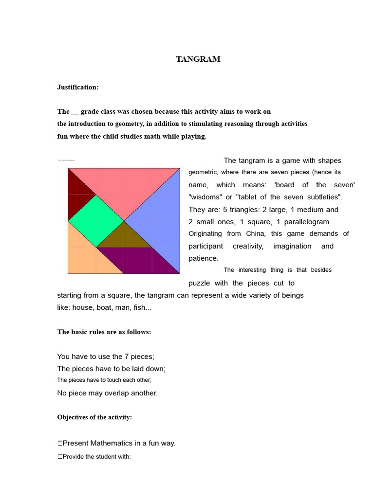 Tangram: Fun Geometry Learning Game | PDF | Geometry | Mathematics