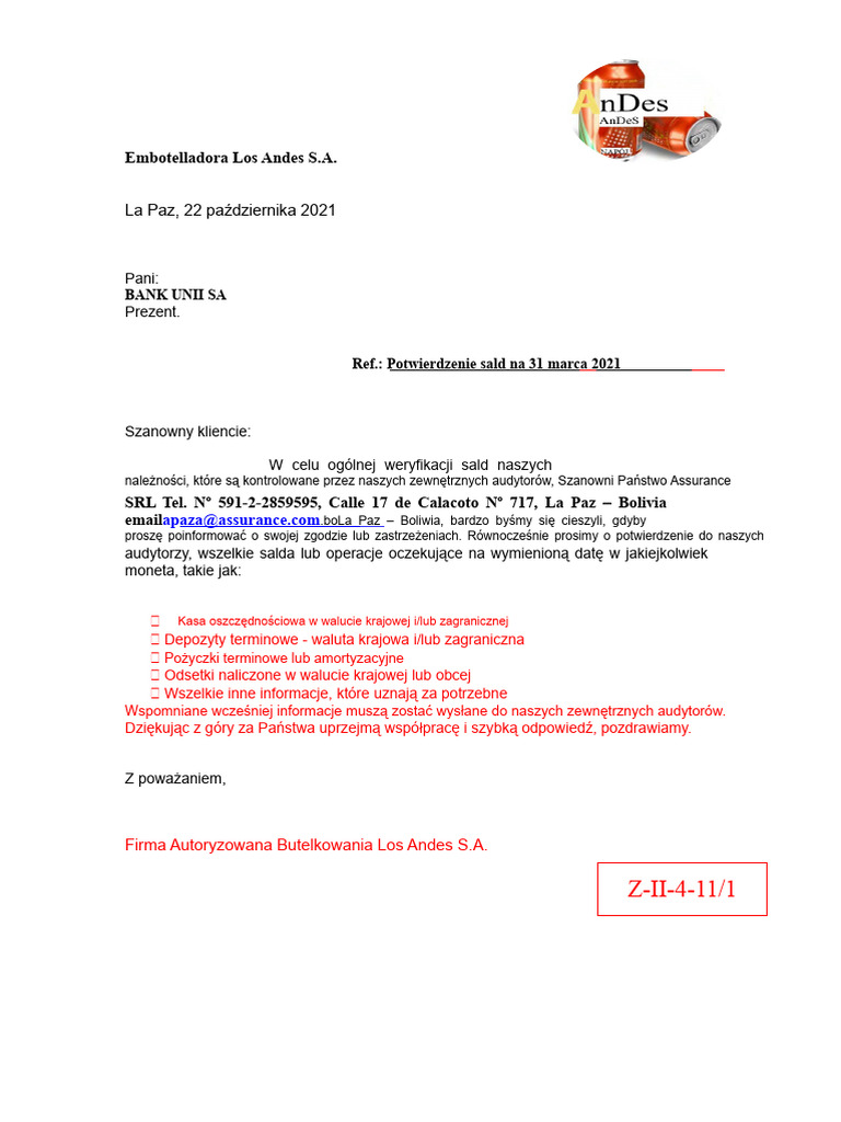 Model Potwierdzenia CXC | PDF
