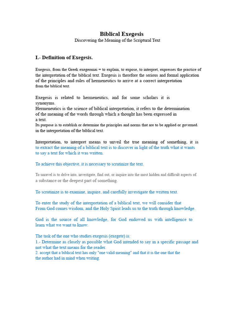 Principles of Biblical Exegesis | PDF | Exegesis | Semantics