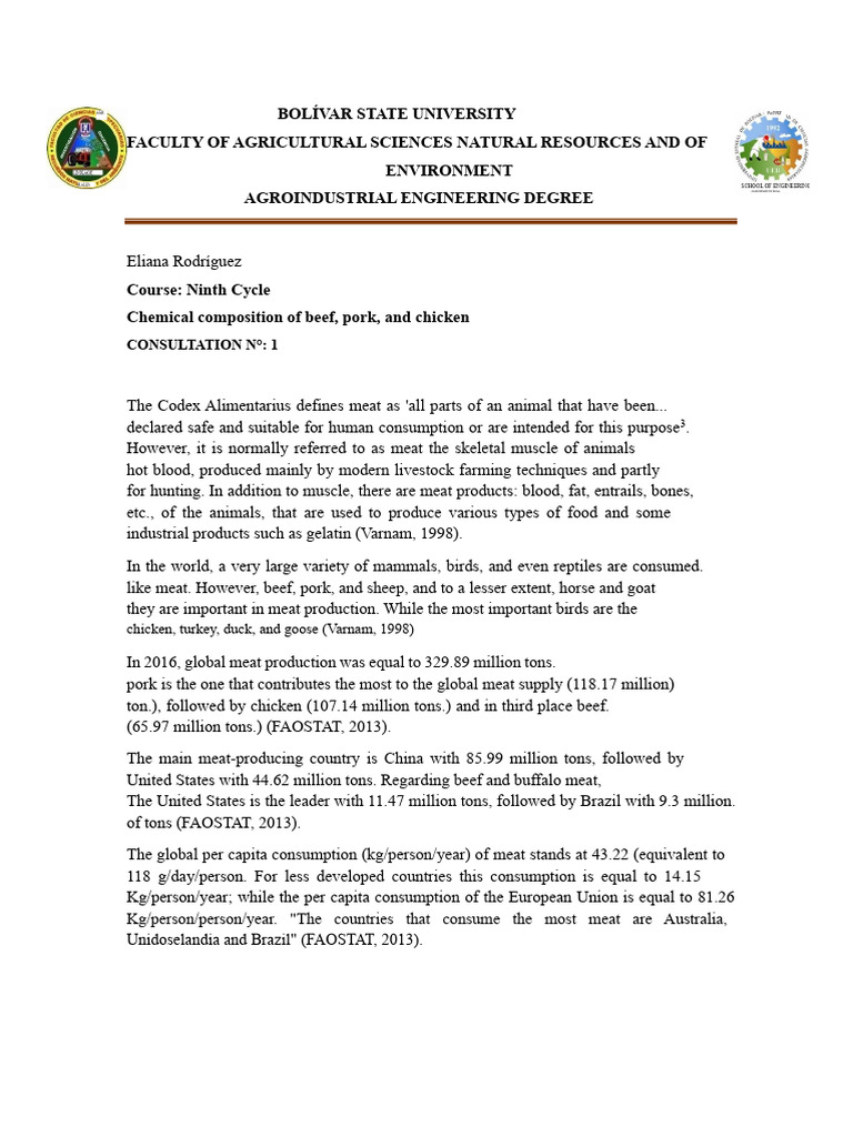 Chemical Composition of Meat | PDF | Meat | Vitamin