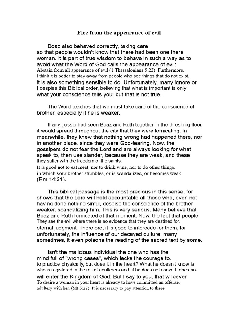 Flee From The Appearance of Evil | PDF | Evil | Adultery