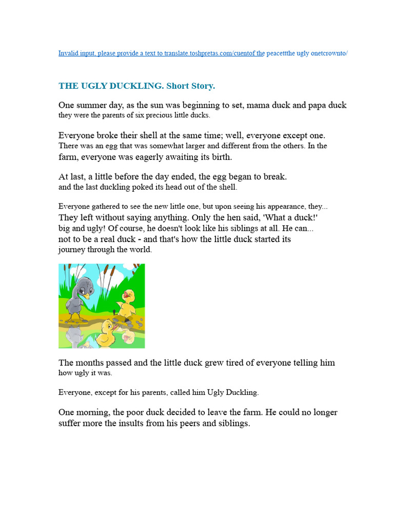 The Ugly Duckling: A Short Story | PDF | Duck | The Ugly Duckling