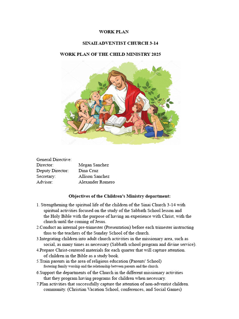 Sinai Church Children's Ministry Plan 2025 | PDF | Sunday School ...