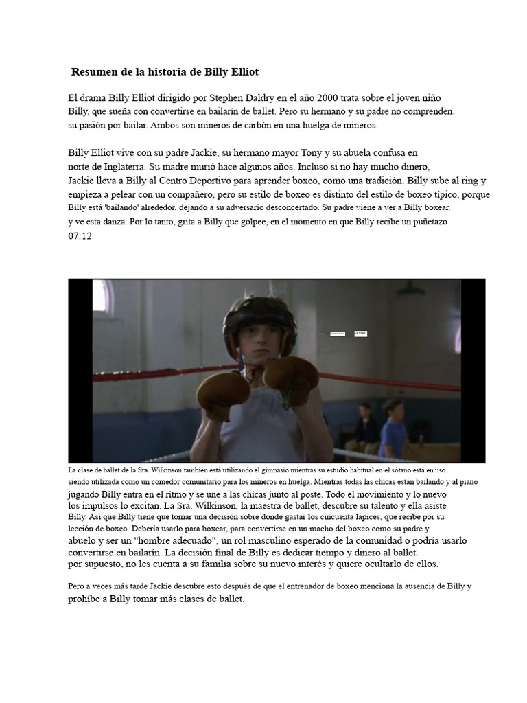 Resumen de la película Billy Elliot | PDF