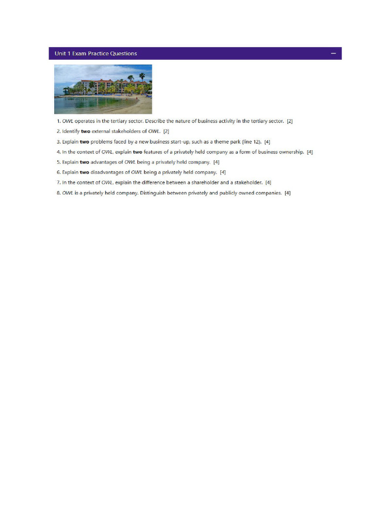 Unit 1 Paper 1 Practise Questions | PDF