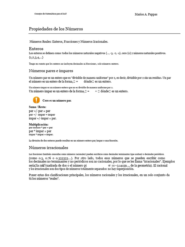 Consejos de Matemáticas para el SAT | PDF | Número primo | Números