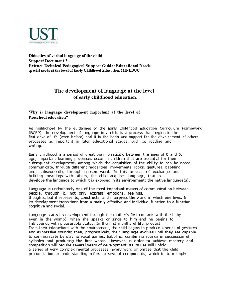 The Development of Language at The Preschool Education Level | PDF ...
