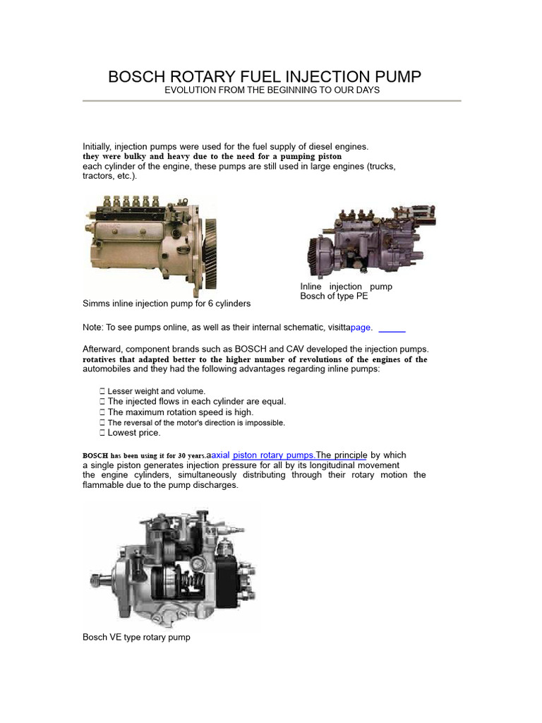 Bosch Rotary Injection Pump Overview | PDF | Fuel Injection | Diesel Engine