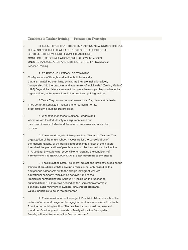 Traditions in Teacher Training | PDF | Teachers | Knowledge