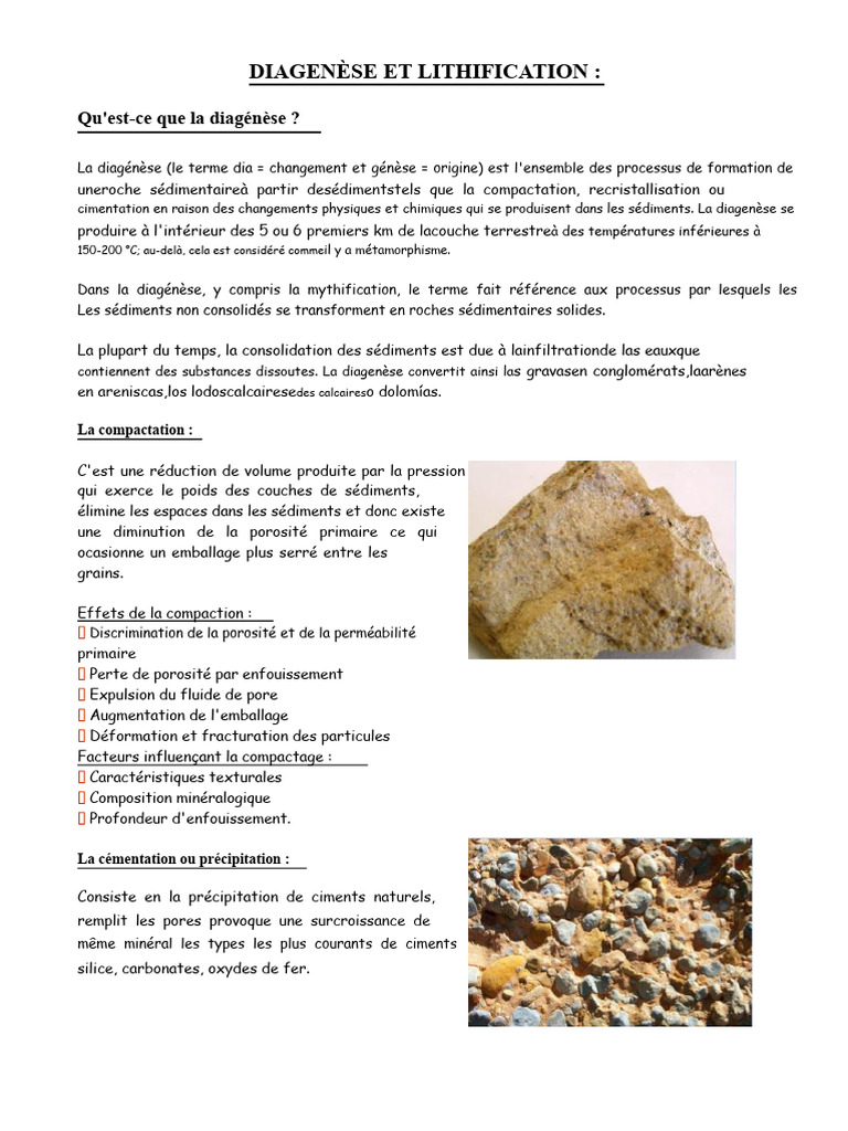 Diagénèse et lithification des sédiments | PDF | Grès | Porosité