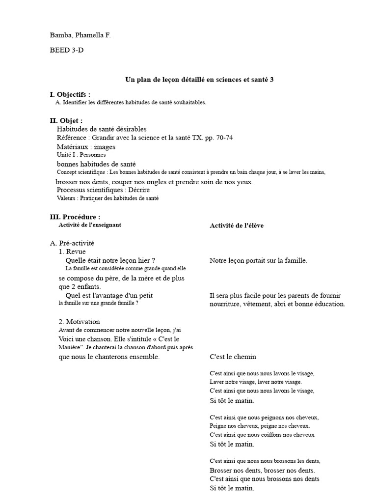 Bonnes habitudes de santé en classe 3 | PDF | Hygiène des mains