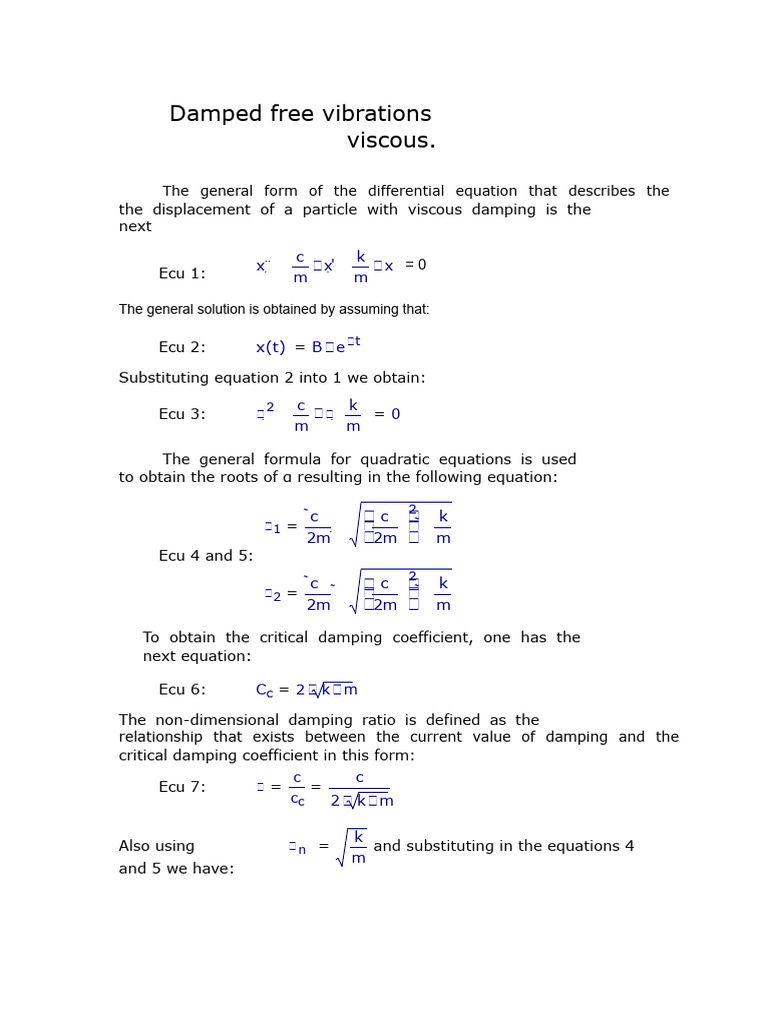 Free Vibrations With Viscous Damping | PDF | Damping | Viscosity