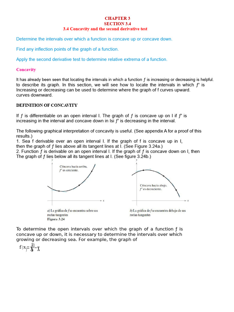 Chapter 3, Section 3.4, Concavity - Criterion 2 Derivative | PDF | Functions And Mappings ...