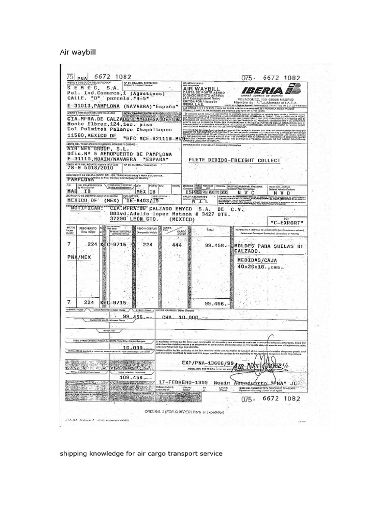 Air Waybill | PDF | Bill Of Lading | Cargo