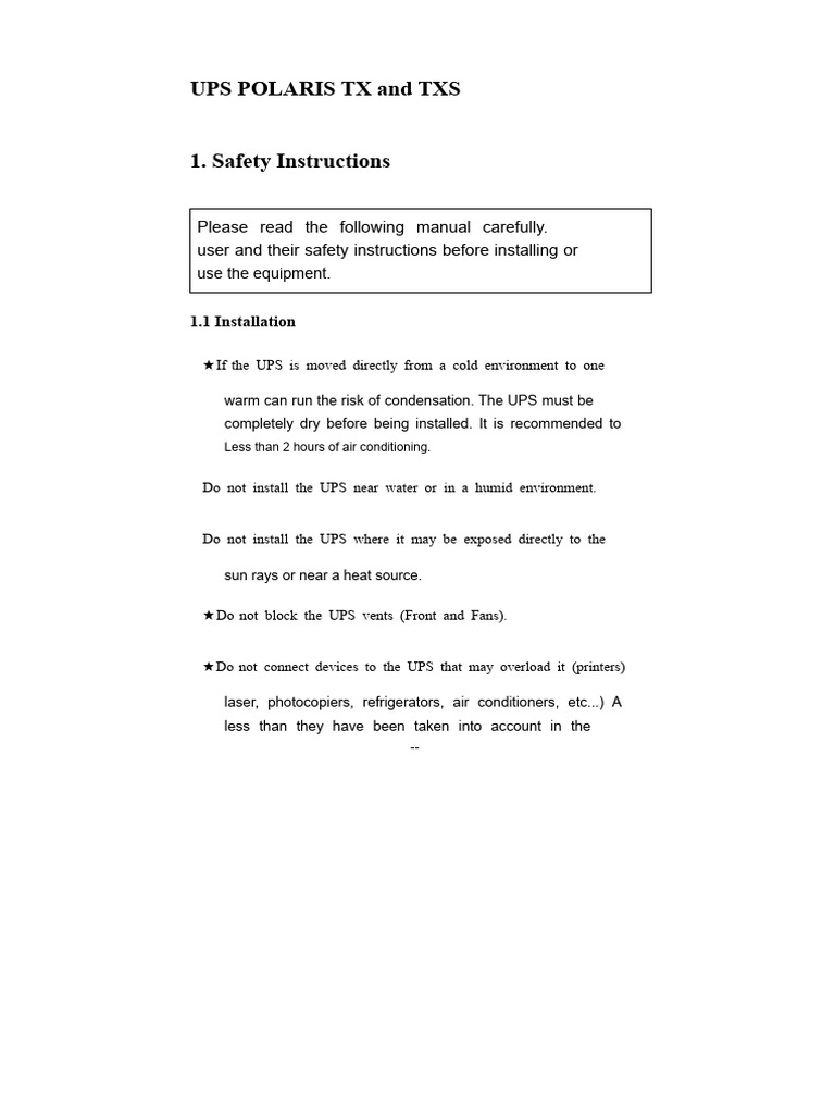 UPS Polaris TX and TXS Safety Manual | PDF | Alternating Current ...