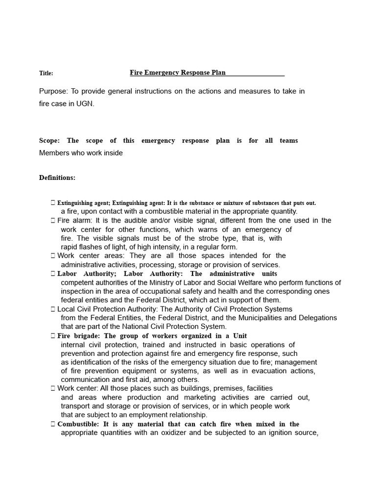 Fire Emergency Response Plan Guide | PDF | Fires