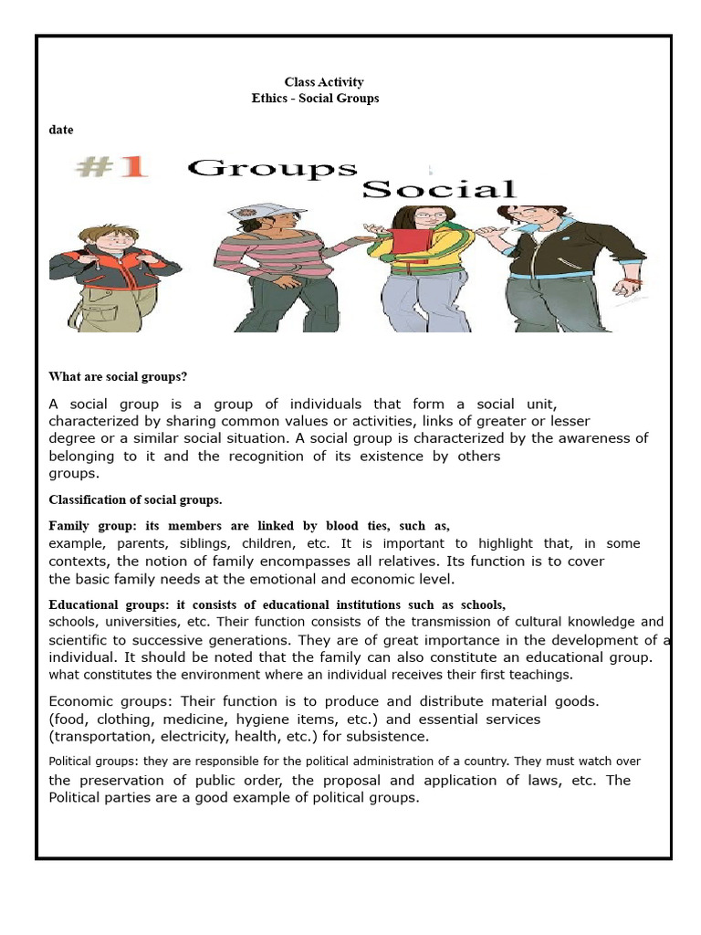 Social Groups Activity | PDF | Family | Psychological Concepts
