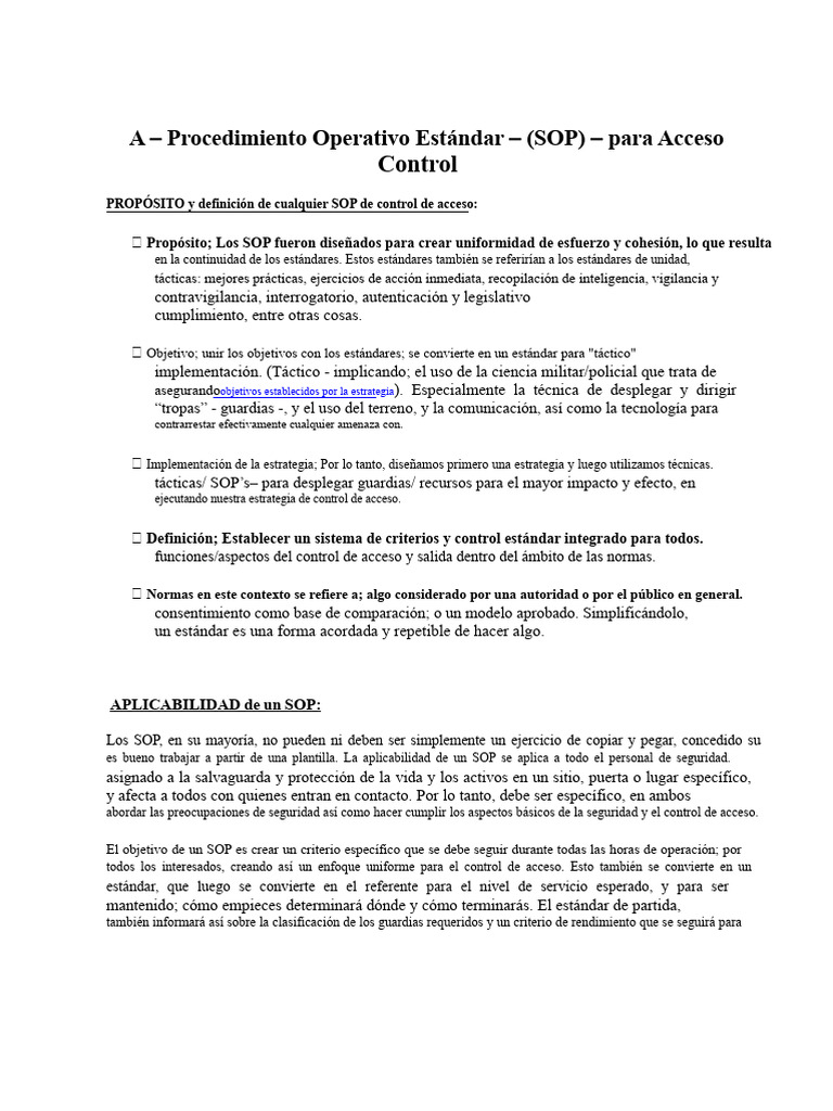 Procedimiento Operativo Estándar - POE | PDF | Valores | Toma de decisiones