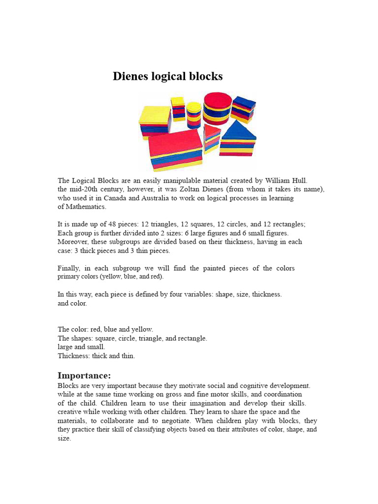 Dienes' Logical Blocks | PDF | Shape | Triangle