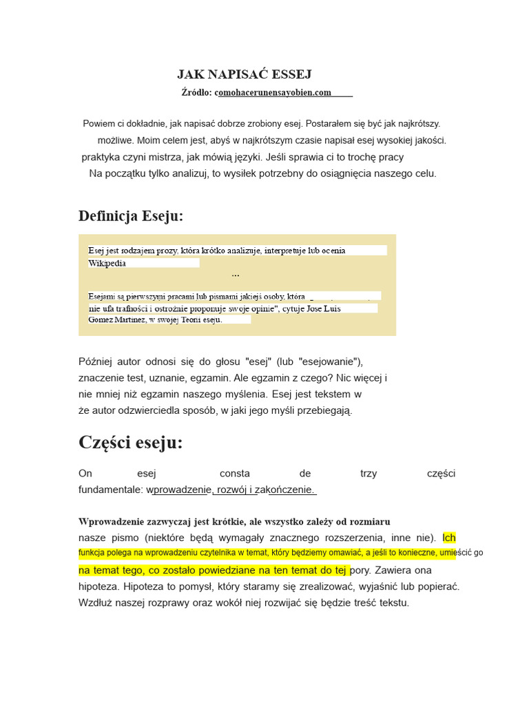 Jak Napisać Esej | PDF