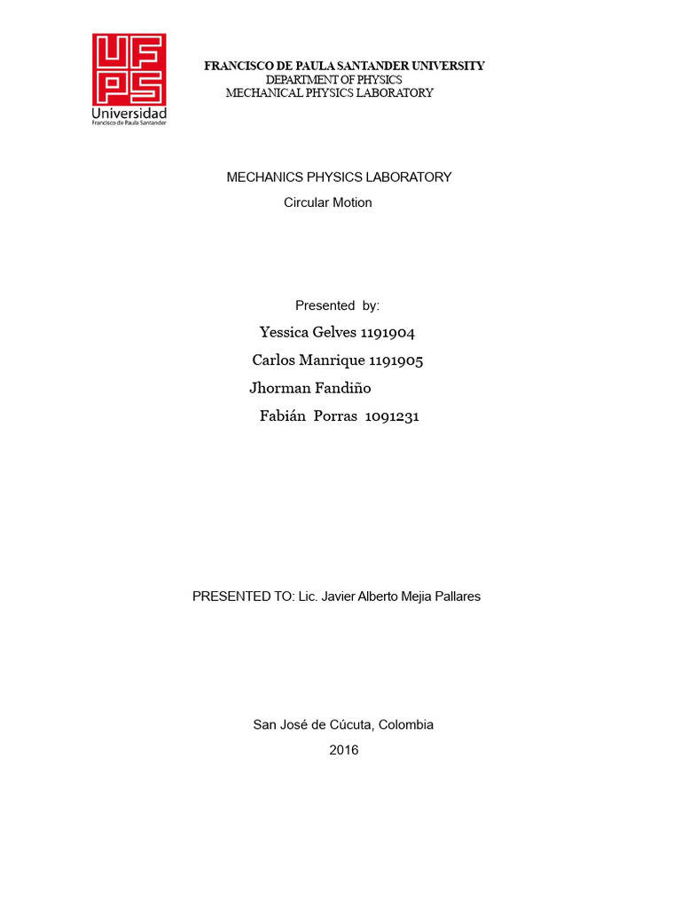 Laboratory No. 8 of Mechanical Physics Circular Motion | PDF ...