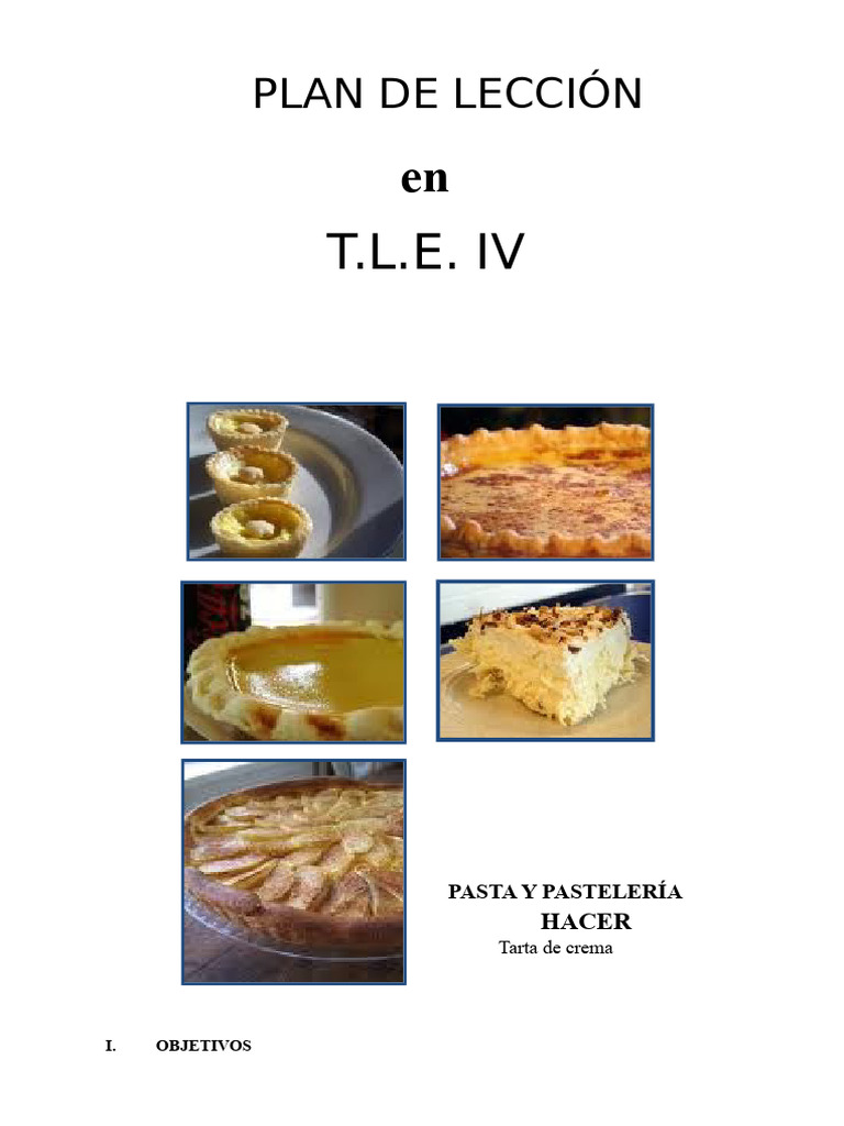 LP TLE IV - Elaboración de Tartas y Pasteles (Tarta de Crema) | PDF ...