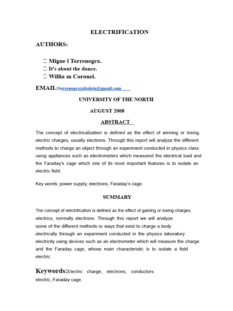 Report On Electric Physics | PDF | Electric Charge | Electricity