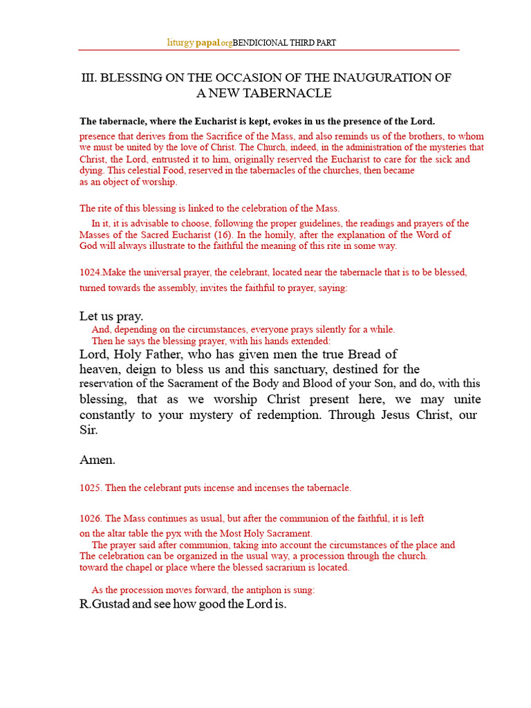 Consecration of The Tabernacle | PDF | Eucharist | Mass (Liturgy)