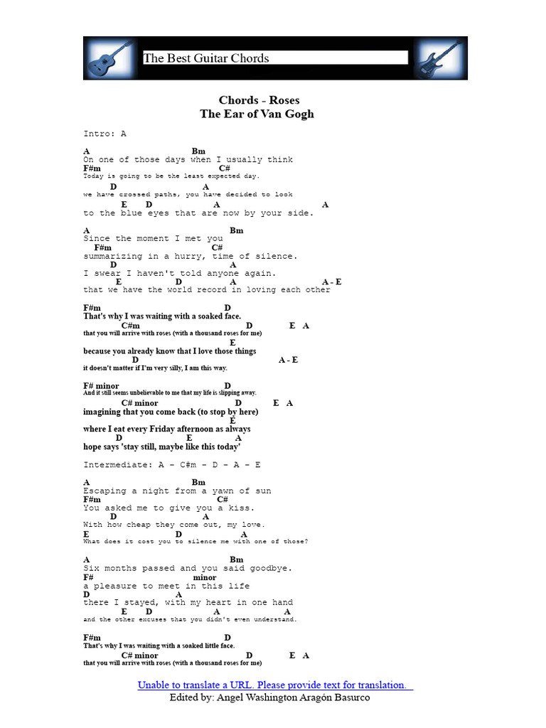 Chords - Roses - La Oreja de Van Gogh PDF | PDF