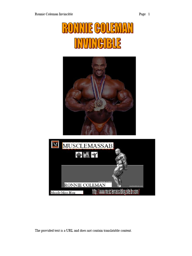 Ebook RONNIE COLEMAN Invincible | PDF | Strength Training | Dieting