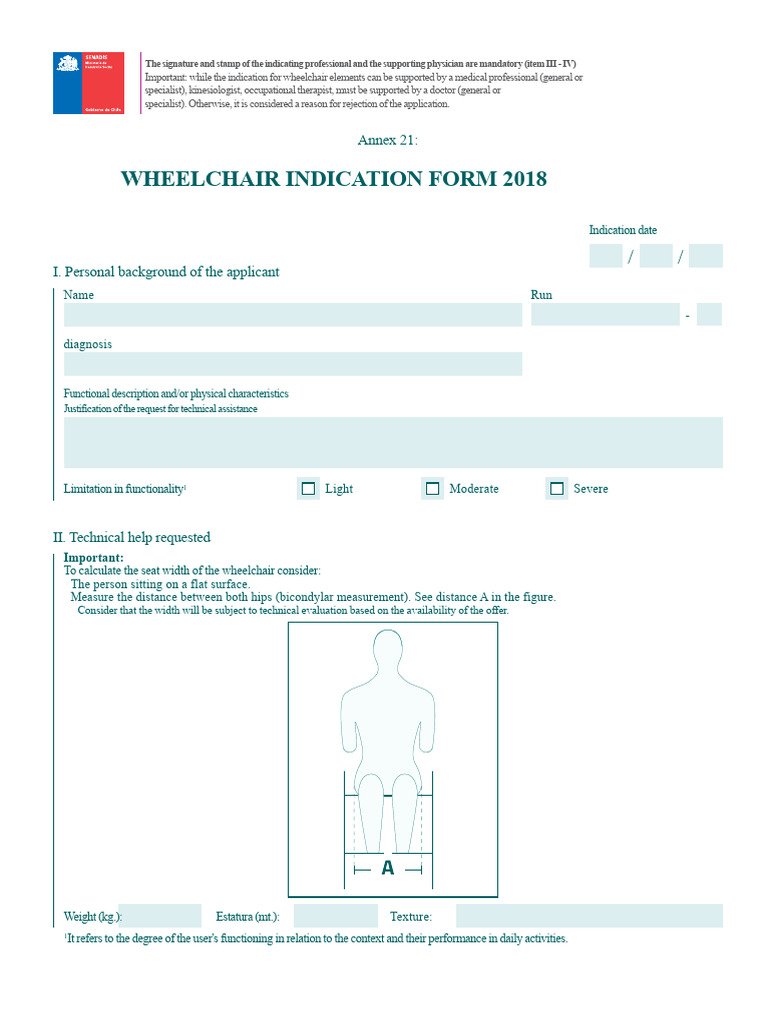 Annex 21 Wheelchair Indication Form 2018 | PDF | Wheelchair | Chair