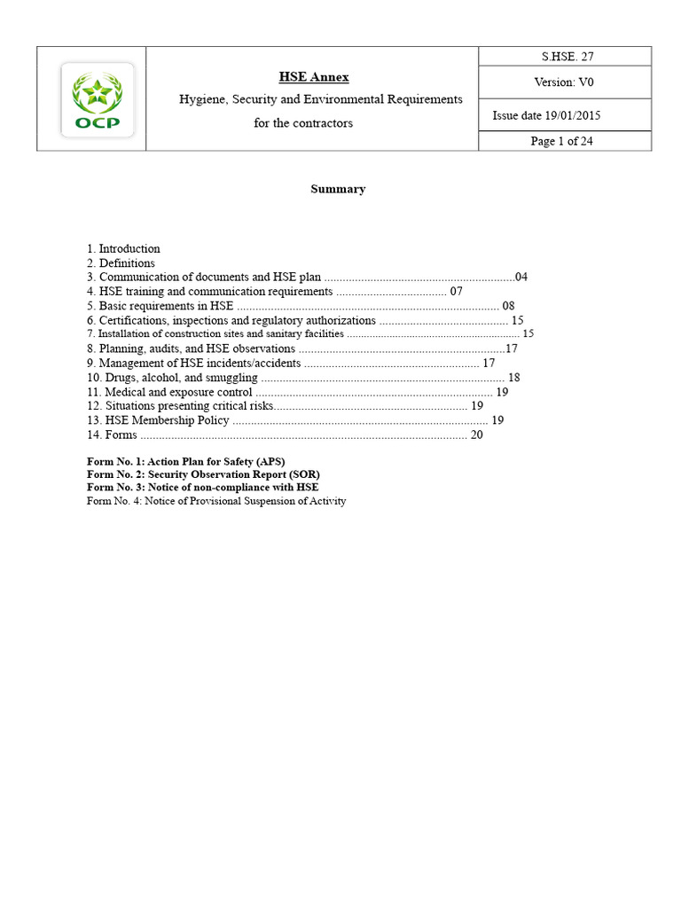Rfi Annex S Hse | PDF | Personal Protective Equipment | Safety