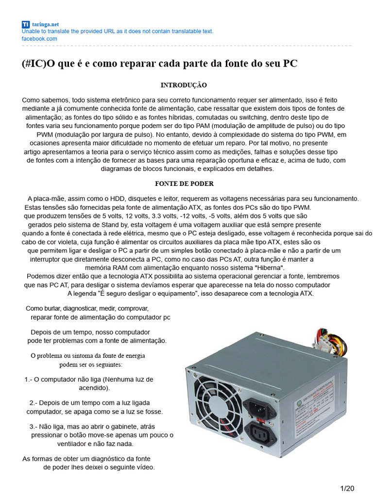 Como Reparar a Fonte do PC ATX | PDF | Retificador | Rede elétrica