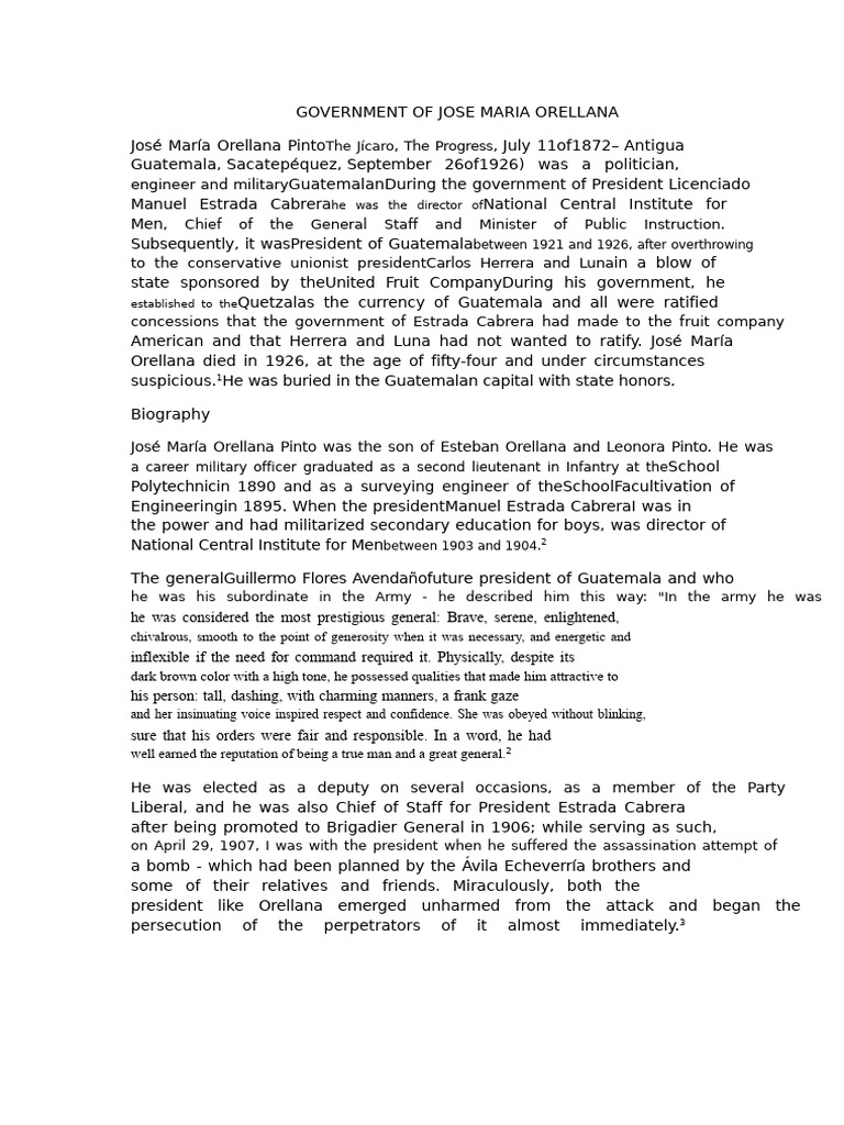 Government of Jose Maria Orellana | PDF | Guatemala