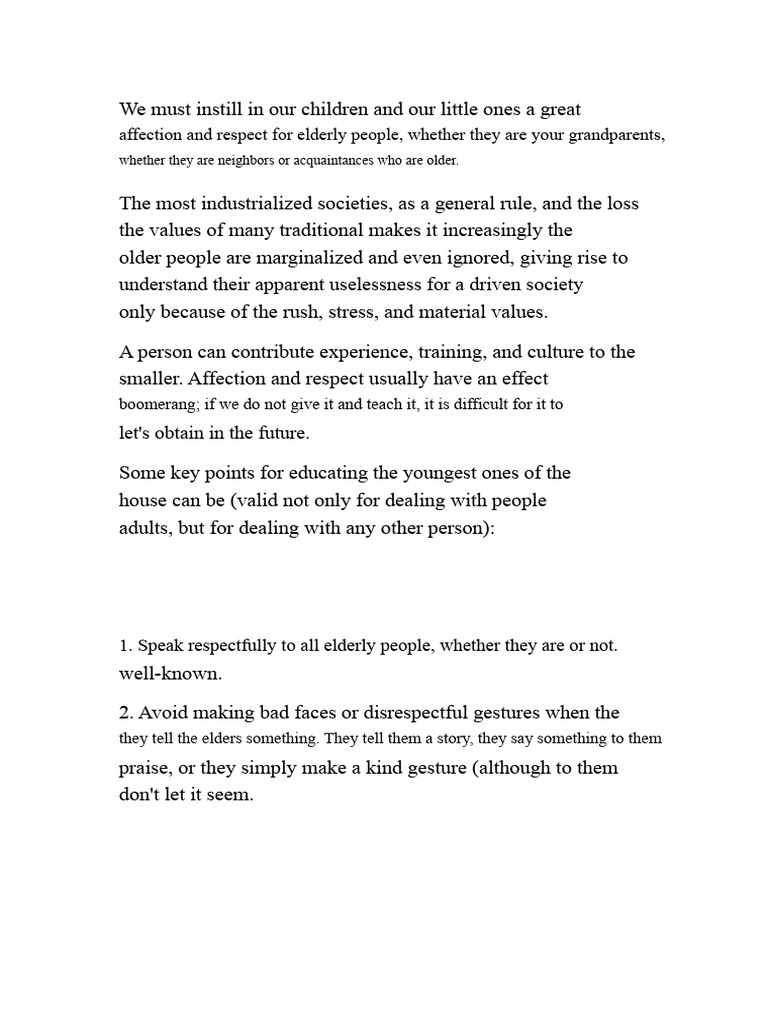 Teaching Kids Respect for Elders | PDF